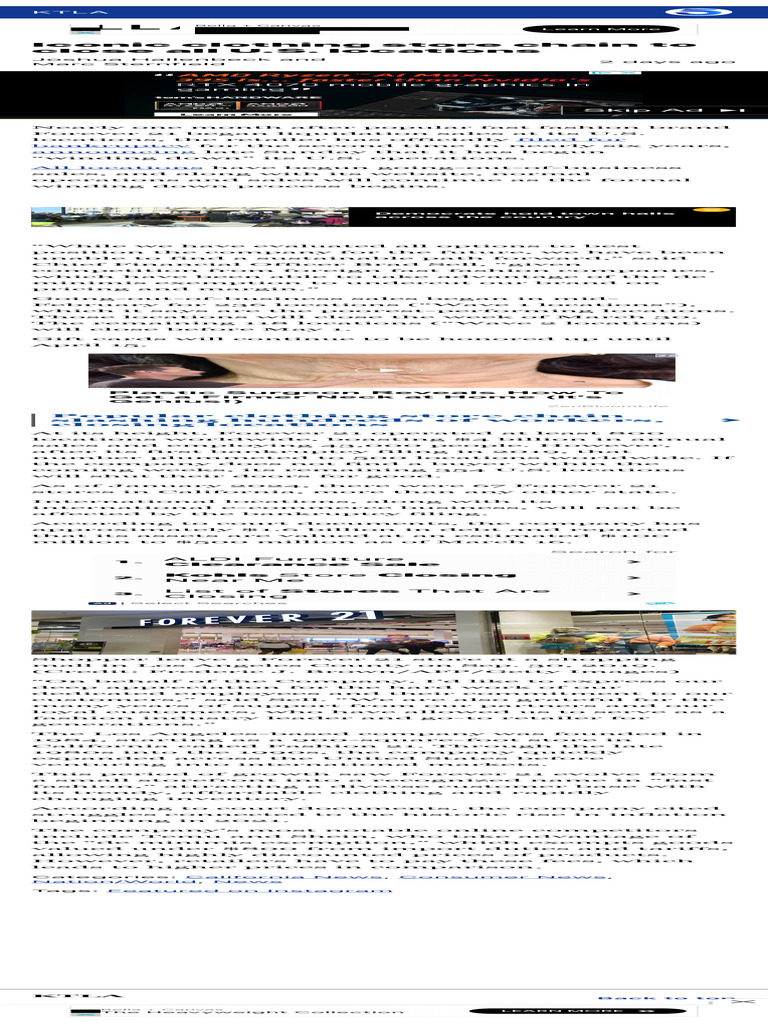 Iconic Clothing Store Chain To Close All U.S. Locations KTLA | PDF ...