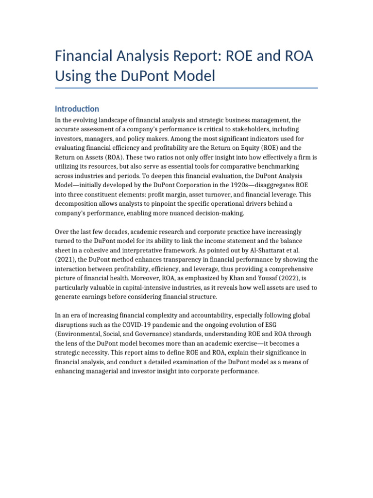 ROE ROA DuPont Report | PDF