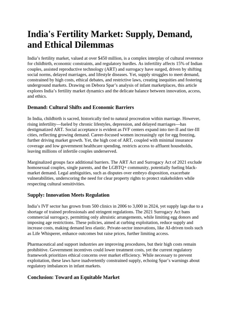 Baby Market Refined in 500 Words | PDF | Surrogacy | In Vitro Fertilisation