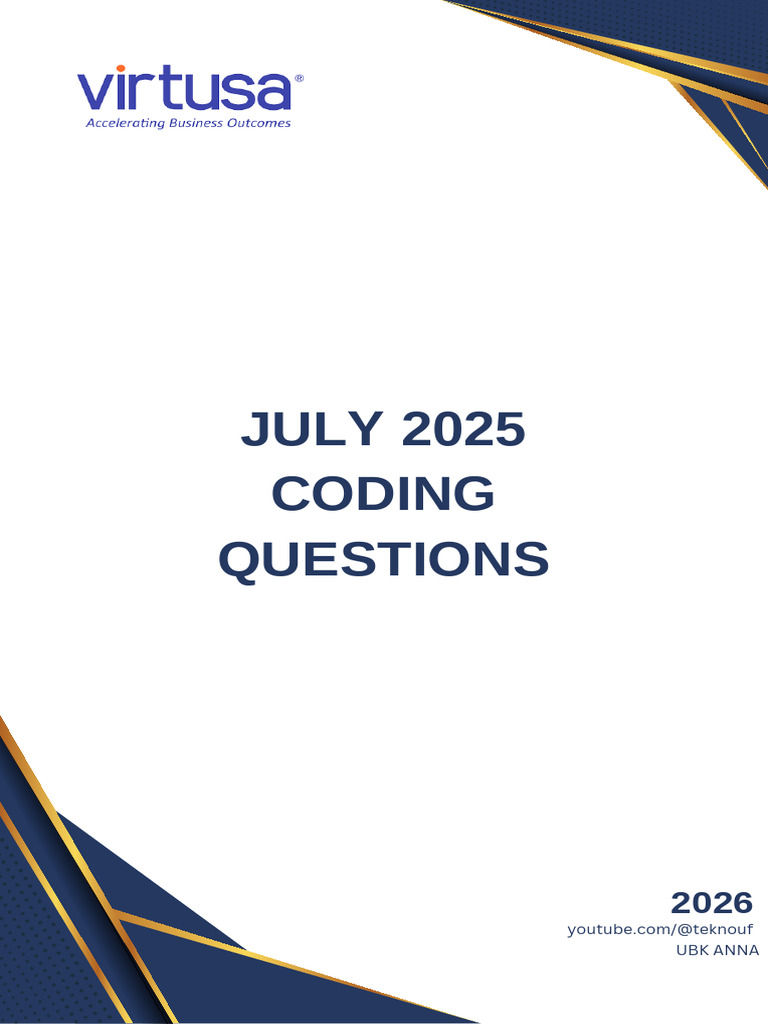 Virtusa Coding Questions 9th July, 2025 | PDF | Linguistics | Computer Programming