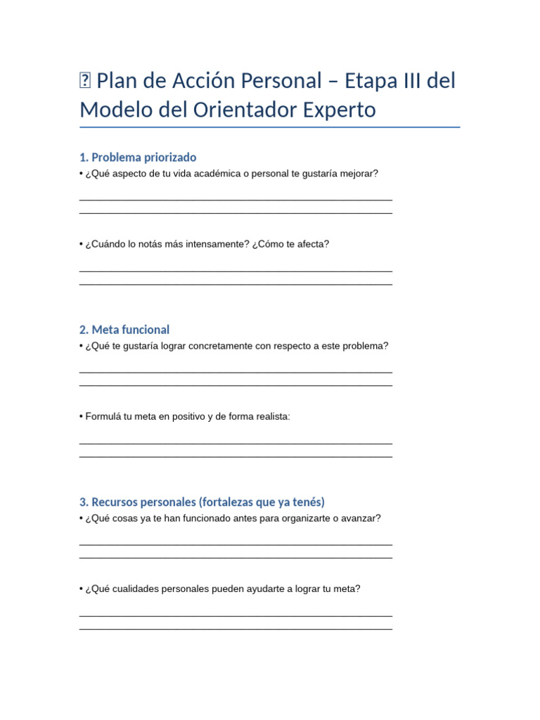 Formato Plan de Accion Paciente | PDF | Sicología | Ciencias del ...