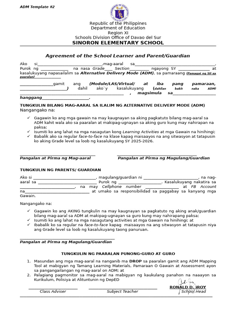 ADM Template 2 ADM AGreement | PDF