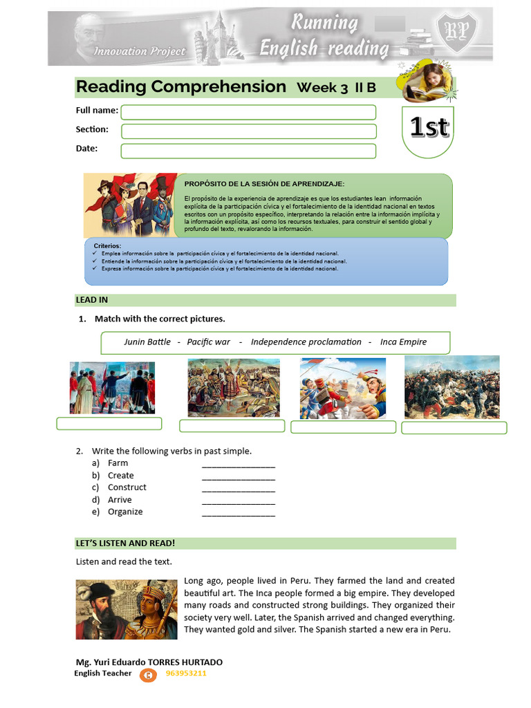 Reading Comprehension Week 3 II B 1ST | PDF | Consonant | Linguistics