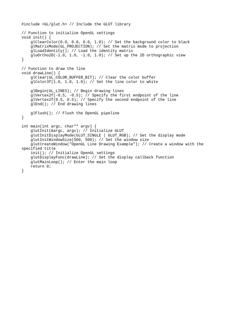 OpenGL Line Drawing Example | PDF