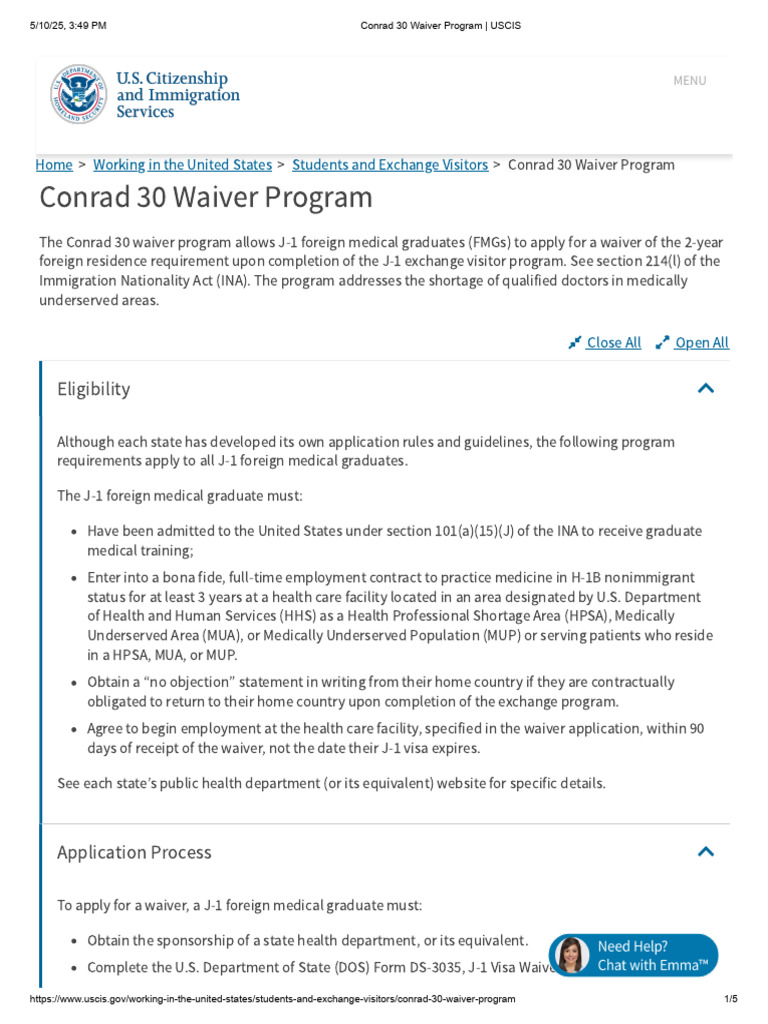 Conrad 30 Waiver Program - USCIS | PDF | H 1 B Visa | United States ...