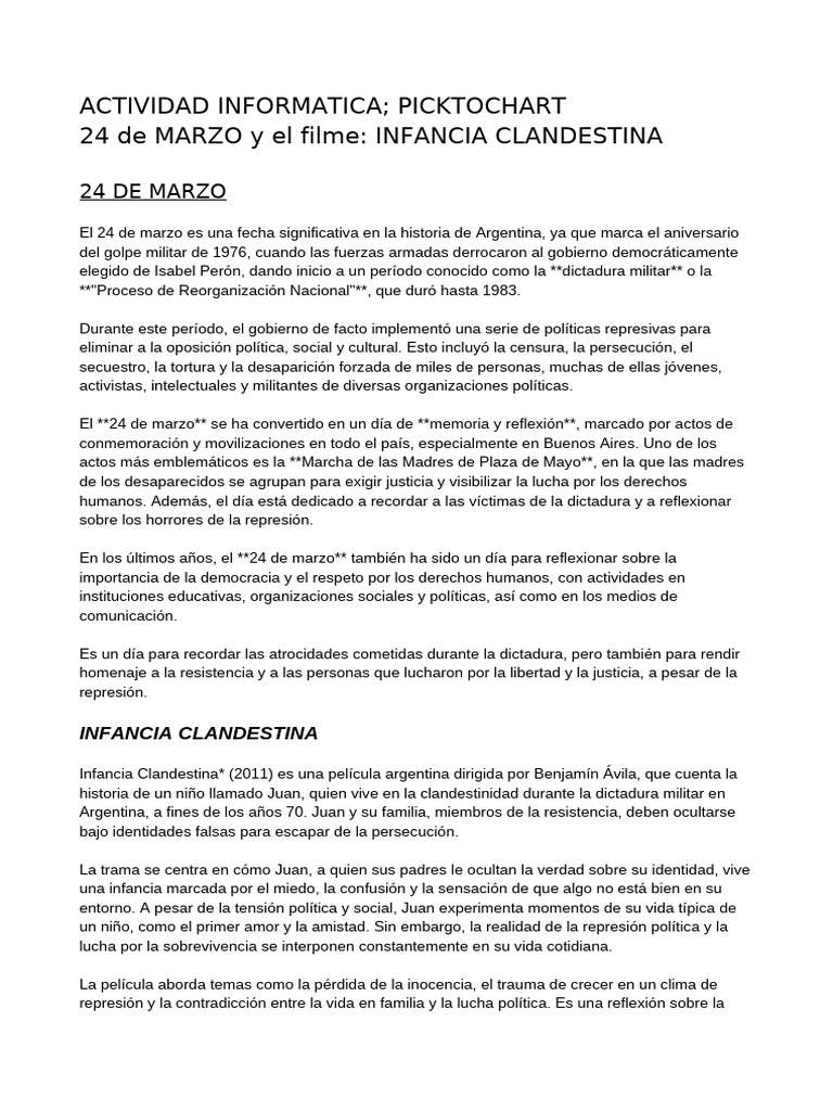 Infancia Clandestina Mariano y Masi | PDF