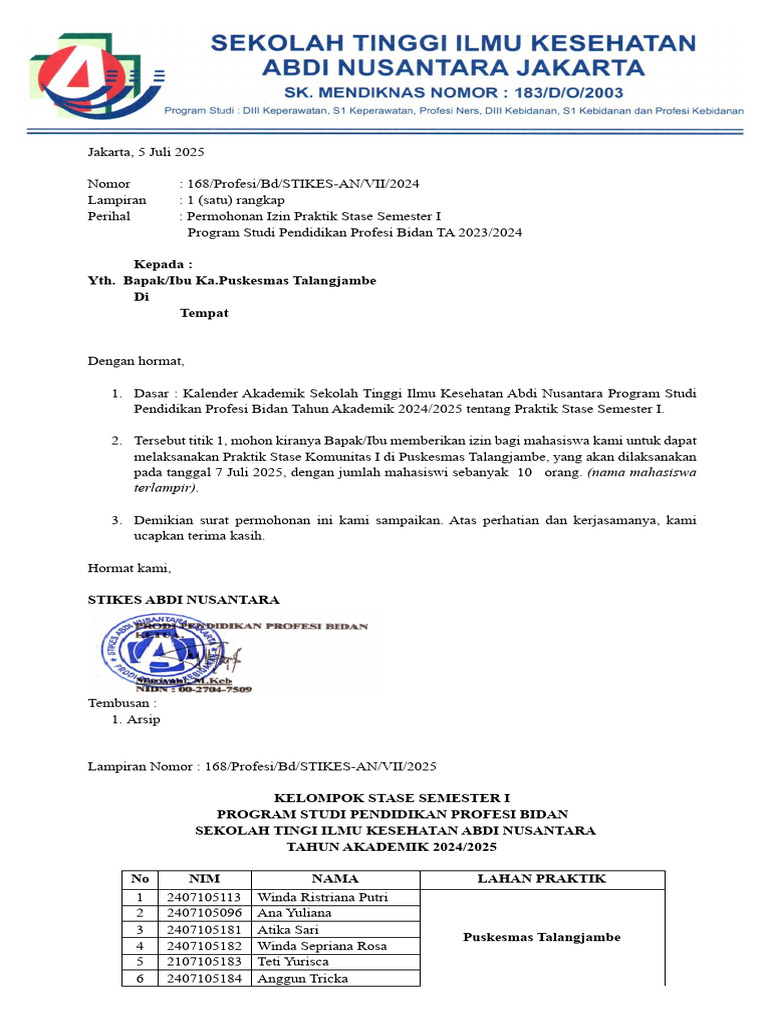 New Surat Ijin Praktek Profesi PKM Talangjambe | PDF