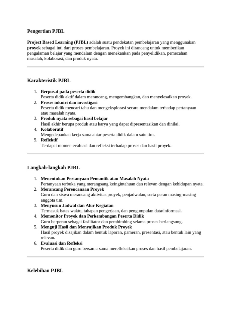 Pengertian PJBL | PDF