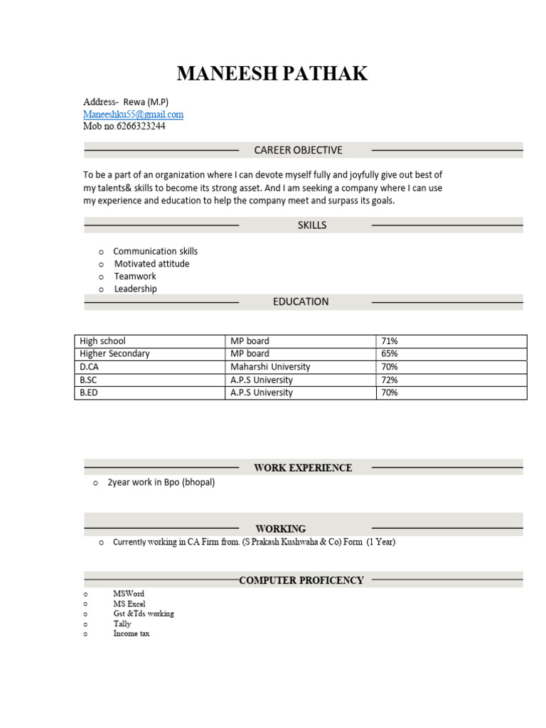 Maneesh Pathak Resume Overview | PDF