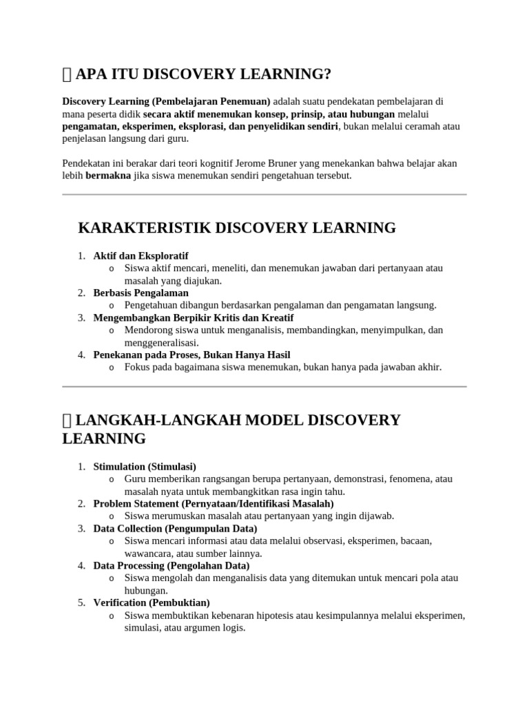 Apa Itu Discovery Learning | PDF