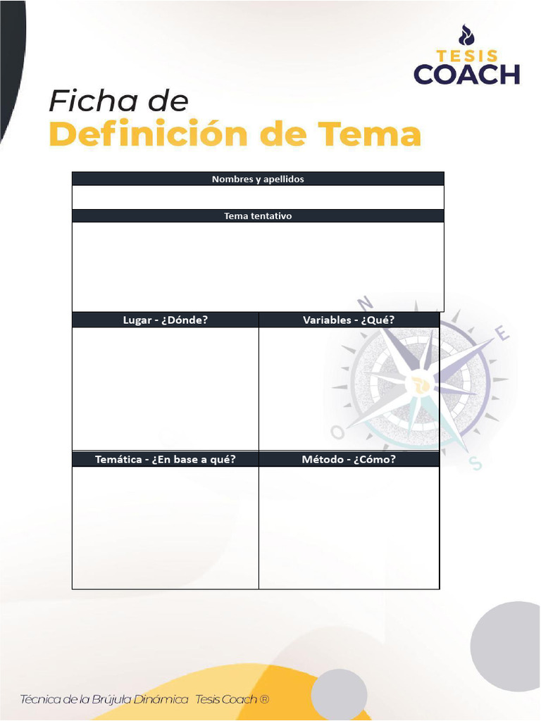Ficha de Definición de Tema Tesis Coach | PDF