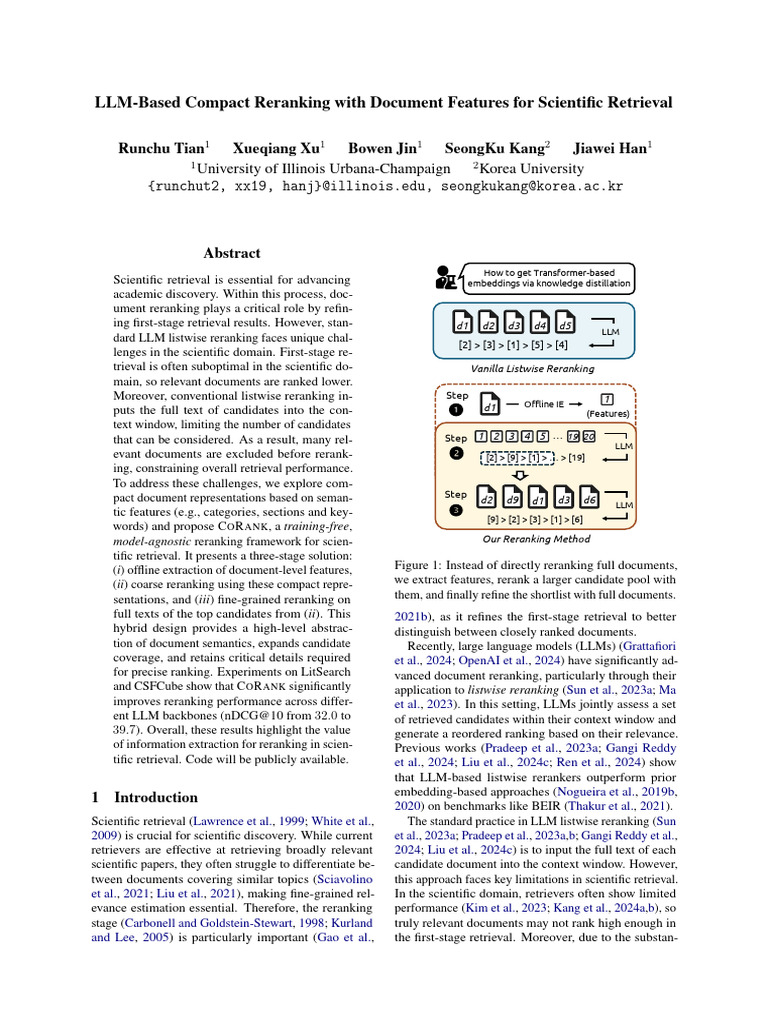 LLM-Based Compact Reranking With Document Features For Scientific Retrieval | PDF | Artificial ...