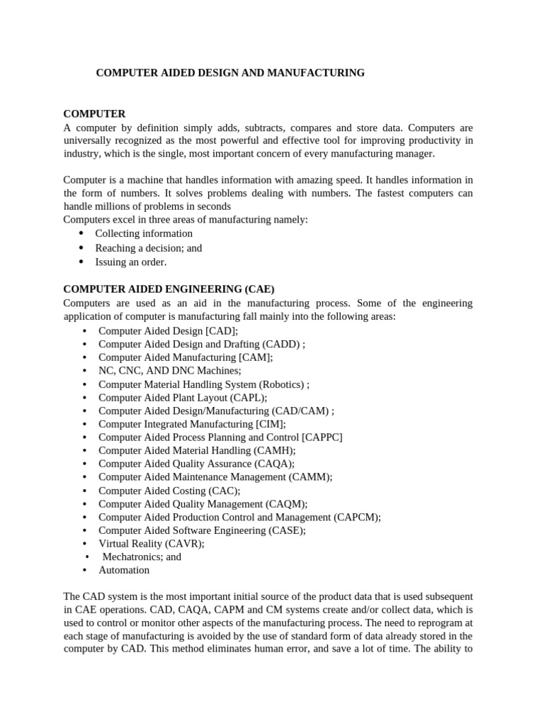 Computer Aided Design and Manufacturing Note 2023 | PDF | Finite Element Method | Computer Aided ...