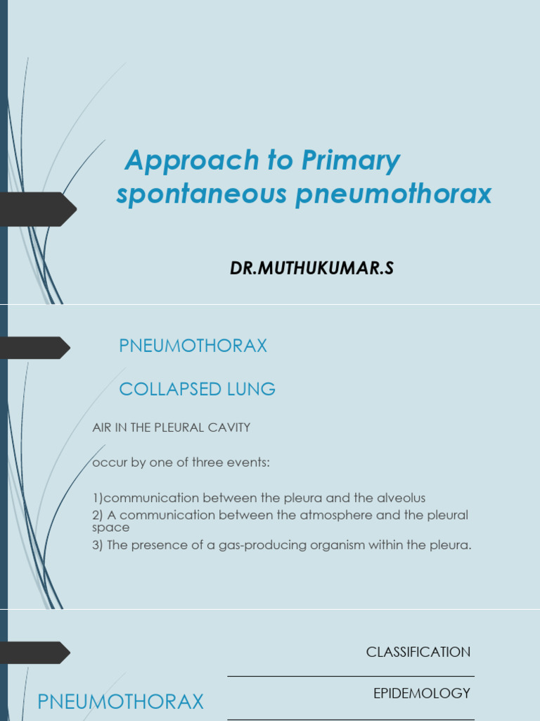 Primary Spontaneous Pneumothorax | PDF | Lung | Breathing