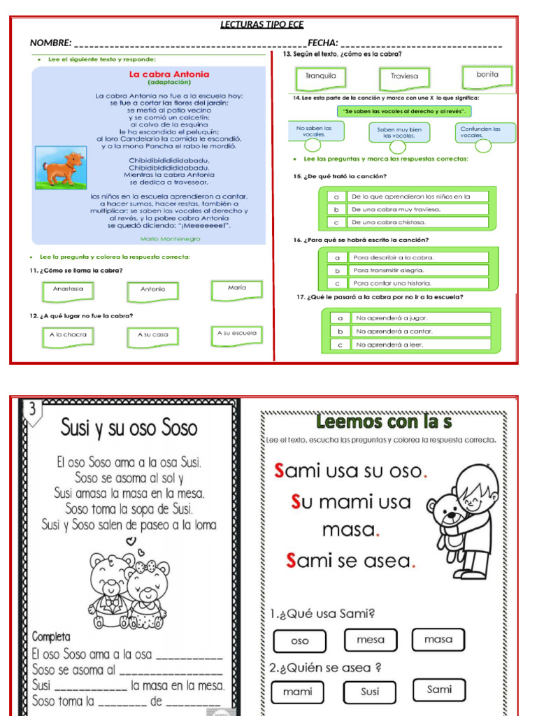 Fichas Tipo Ece 2° Comunicación | PDF