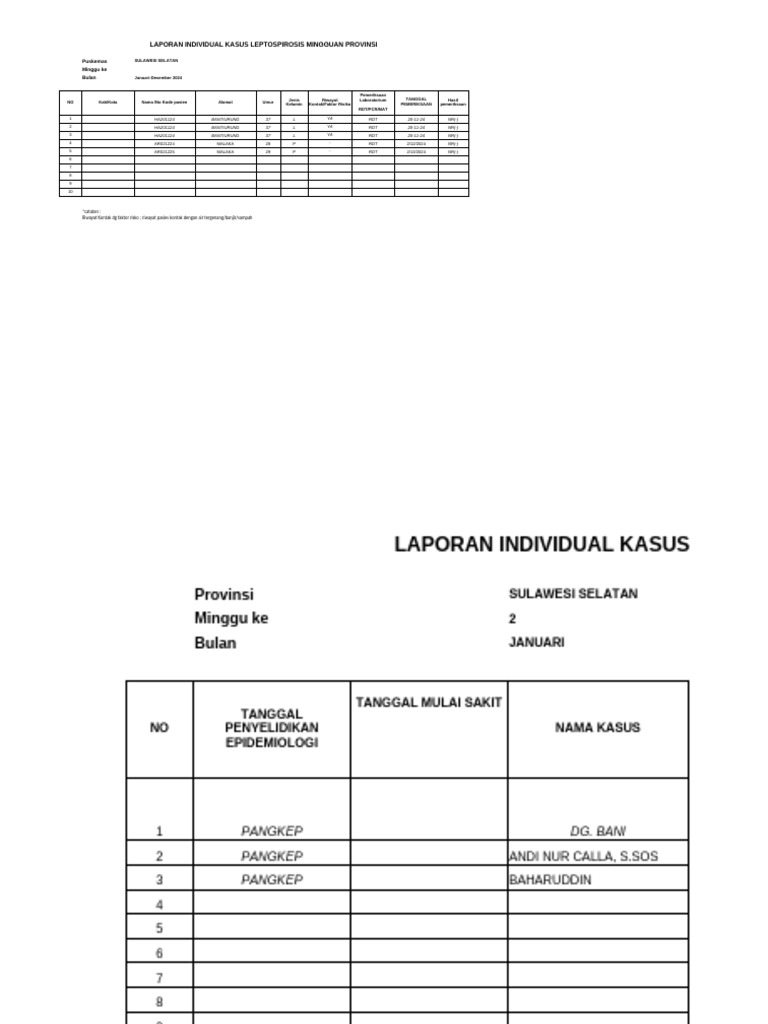 Form Laporan Leptospirosis | PDF
