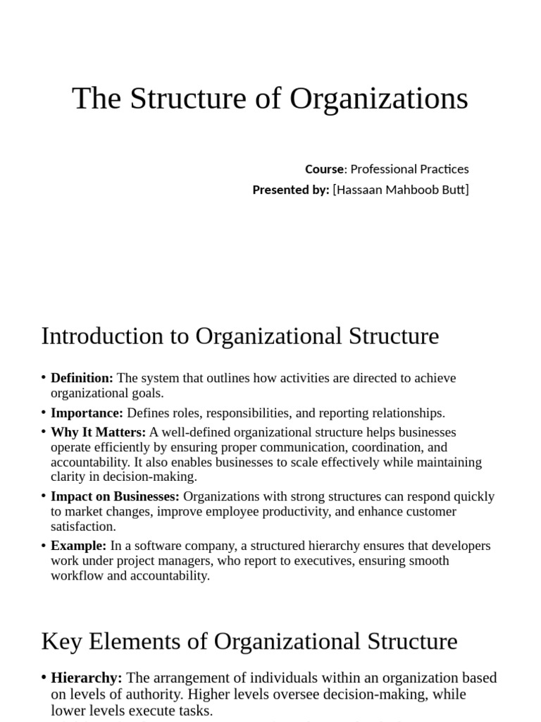 Key Elements of Organizational Structure | PDF | Organizational ...