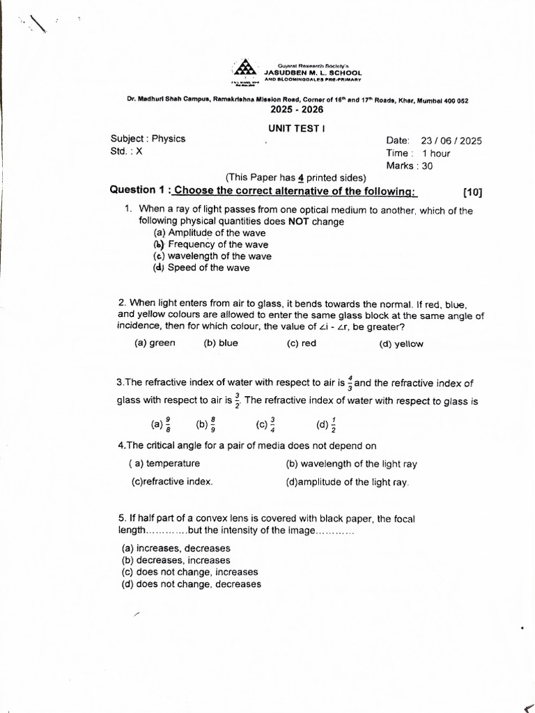Physics Unit JML g10 | PDF