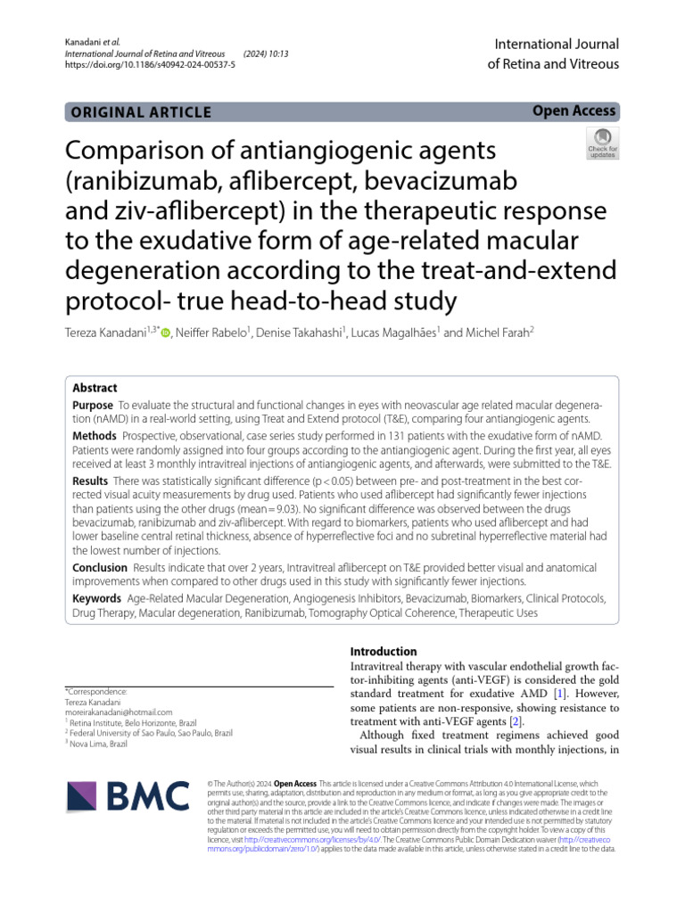 Comparison of Antiangiogenic Agents Ranibizumab, Aflibercept ...