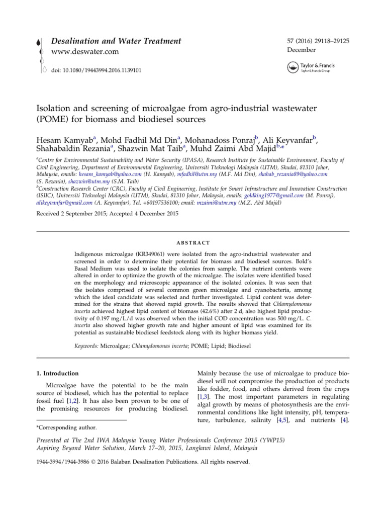 Microalgae Isolation, Identification | PDF | Biodiesel