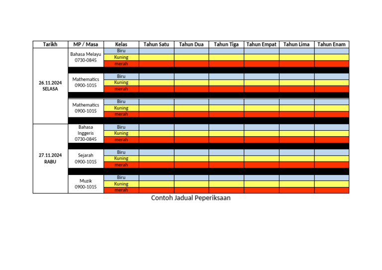Contoh Jadual Peperiksaan | PDF