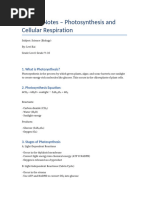 Photosynthesis and CellRespiration AnswerKey | PDF