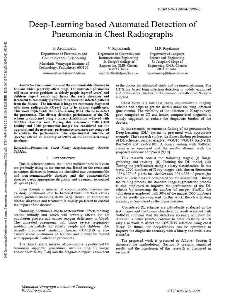Deep-Learning Based Automated Detection of Pneumonia in Chest ...