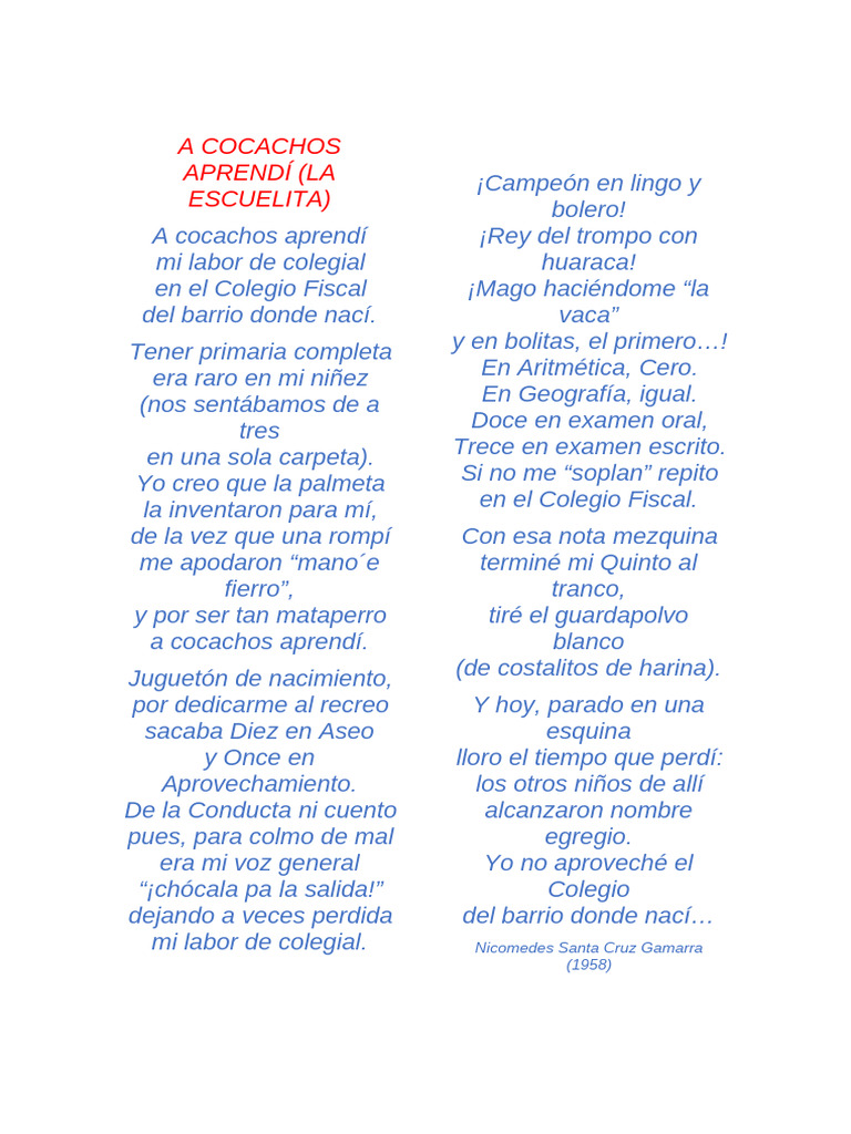 A Cocachos Aprendí | PDF