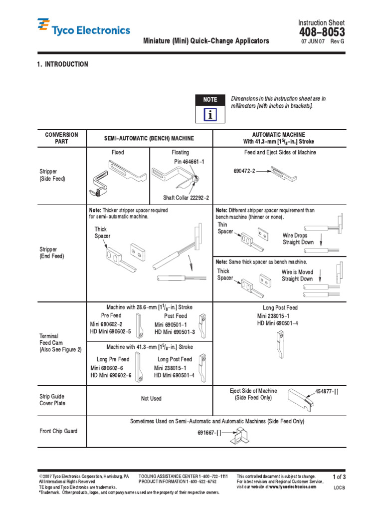 408-8053 - FEED CAMs For Mini and HD Mini Applicators | PDF | Valve ...