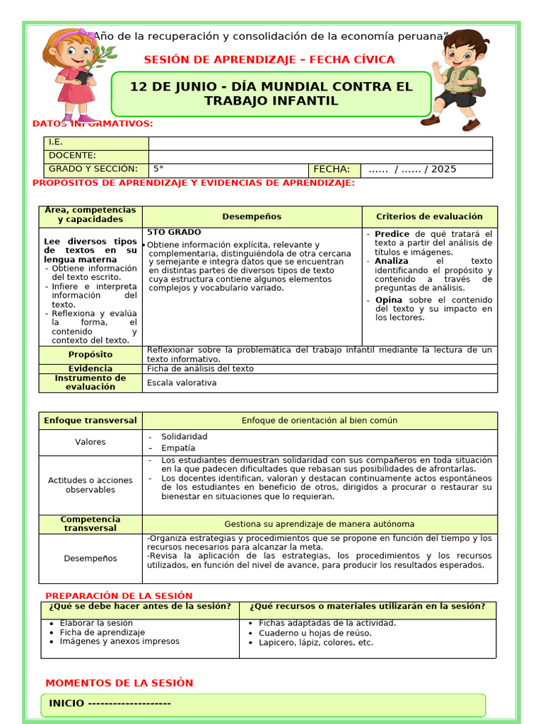 Ses-Juev-Fecha Civica-Día Mundial Contra El Trabajo Infantil-Miss ...