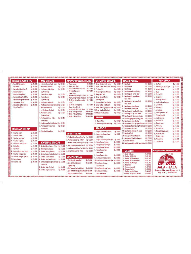 Menu Nelayan Jala Jala Suzuya Marelan | PDF