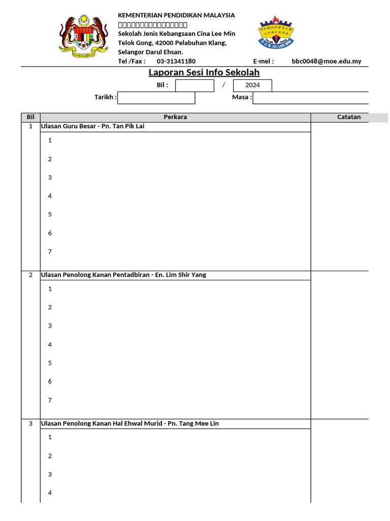 Lsy - PKP - Borang Laporan Sesi Info (Blank) | PDF