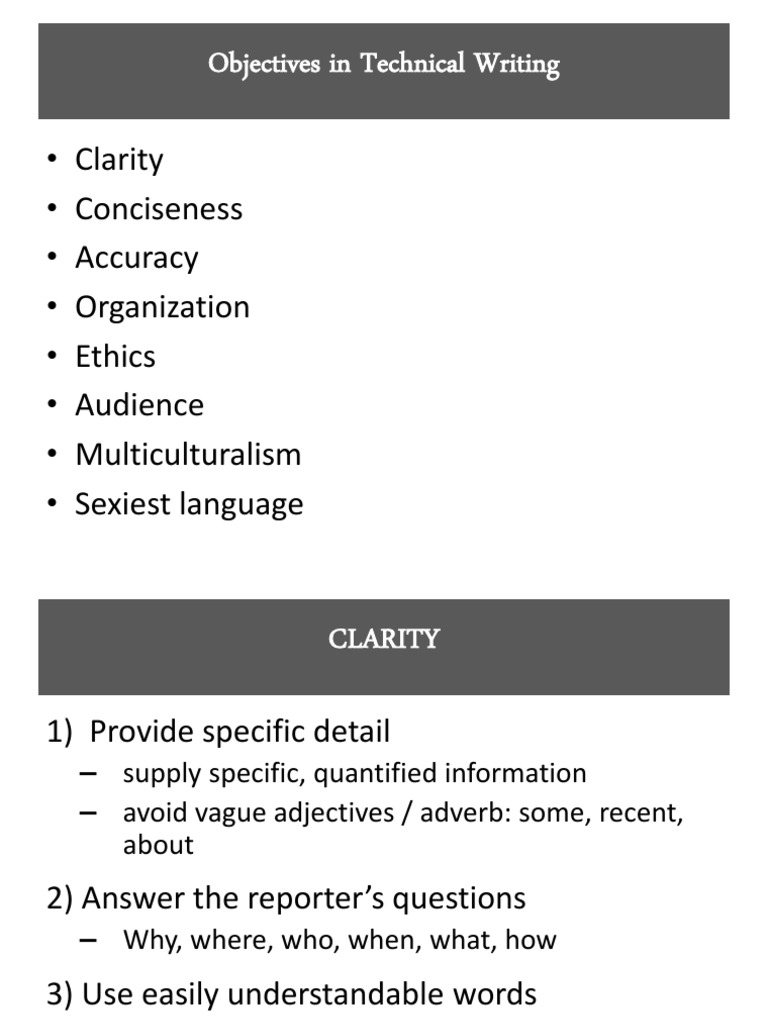 Key Objectives in Technical Writing | PDF | Career & Growth | Art