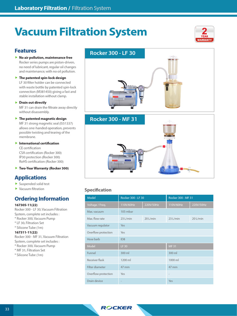 Rocker Vacuum Filtration System | PDF | Filtration
