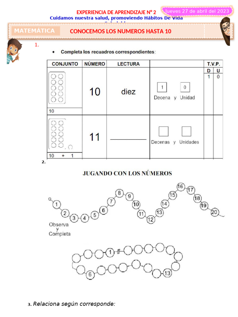 Jueves 4-Ficha Mat. Conocemos Los Numeros | PDF