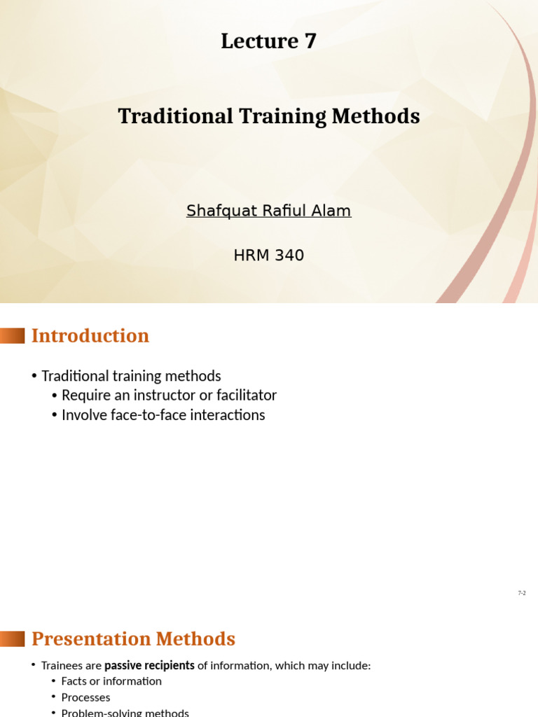 Traditional Training Methods in HRM | PDF | Learning | Employment