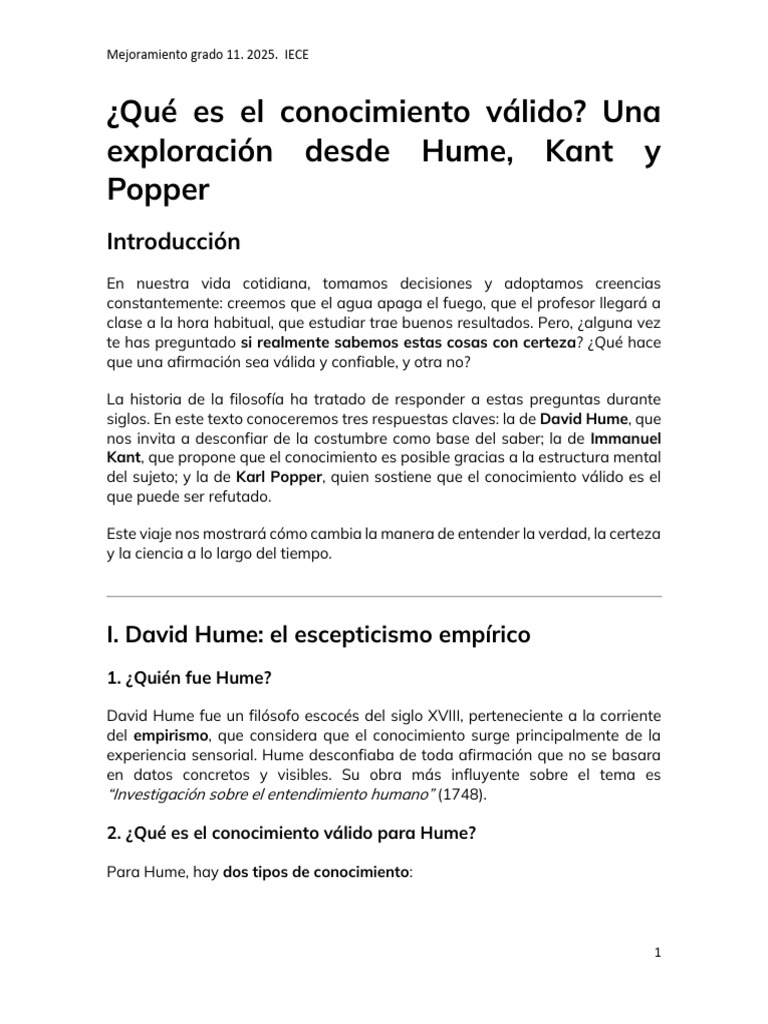 Qué Es El Conocimiento Válido | PDF | David Hume | Immanuel Kant