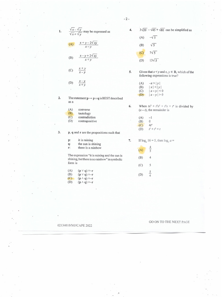 Pure Maths 2022 U1 P1 | PDF