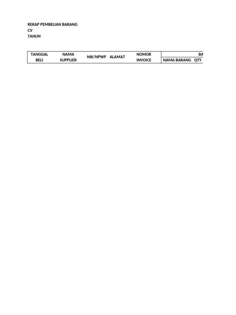 Rekap Pembelian Barang | PDF