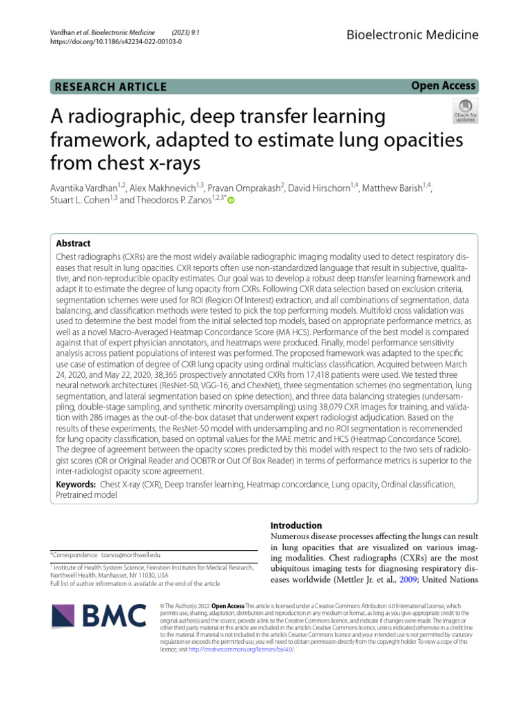 A Radiographic, Deep Transfer Learning Framework, Adapted To Estimate Lung Opacities From Chest ...