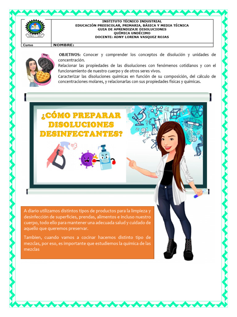 Guía de Aprendizaje Disoluciones y Mezclas | PDF | Solubilidad | Concentración