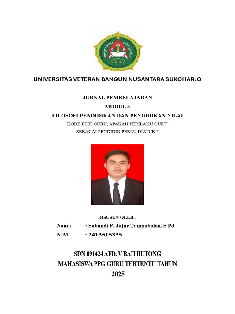 Subandi P .Jujur Tampubolon - 2413515335 - Filosofi Pendidikan Dan Pendidikan Nilai | PDF