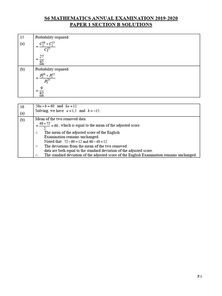 Annual Exam Paper 1B - Ans | PDF | Mathematical Concepts | Theoretical ...