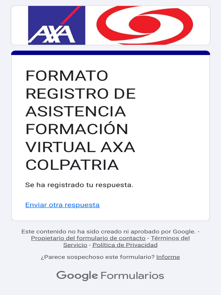 Formato Registro de Asistencia Formación Virtual Axa Colpatria | PDF