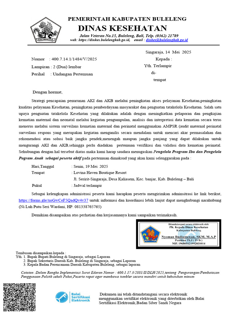 Surat Pertemuan Verifikasi Dan Validasi Data MPDN 190525 | PDF