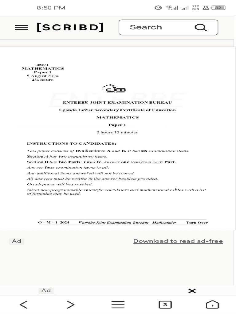 Ejeb Mathematics 2024 | PDF