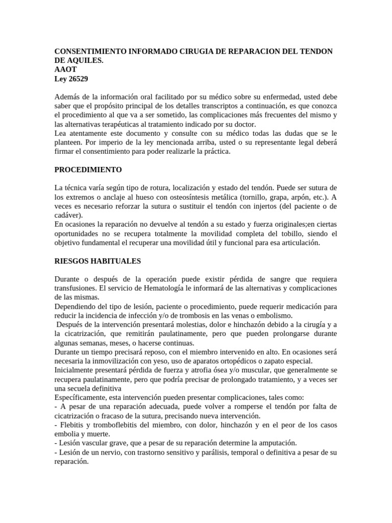 Cirugia de Reparacion Del Tendon de Aquiles | PDF | Tendón | Cirugía