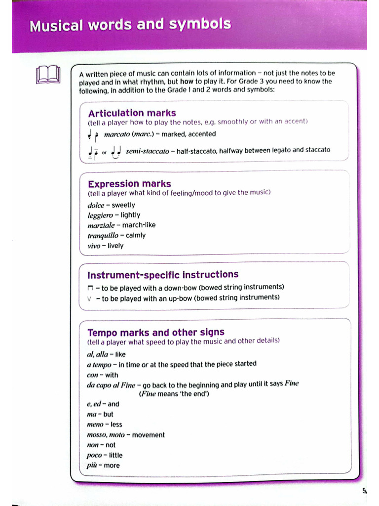 Grade 3 Musical Words and Symbols | PDF