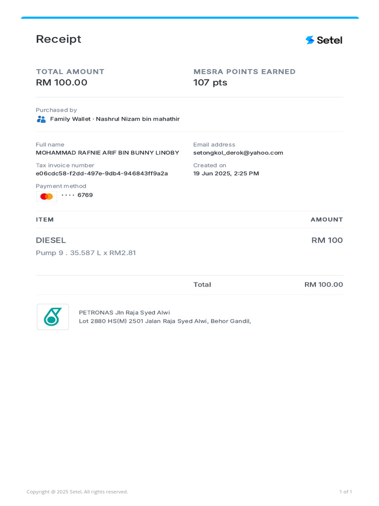 Your Setel Transaction 19.06.2025 | PDF