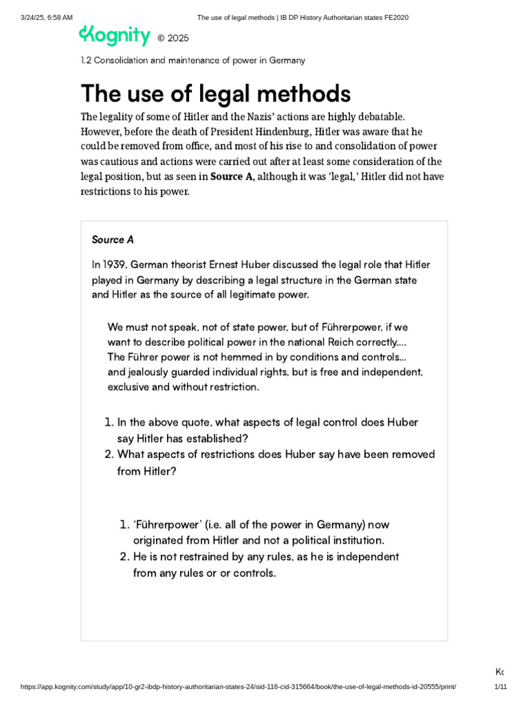 The Use of Legal Methods - IB DP History Authoritarian States FE2020 ...